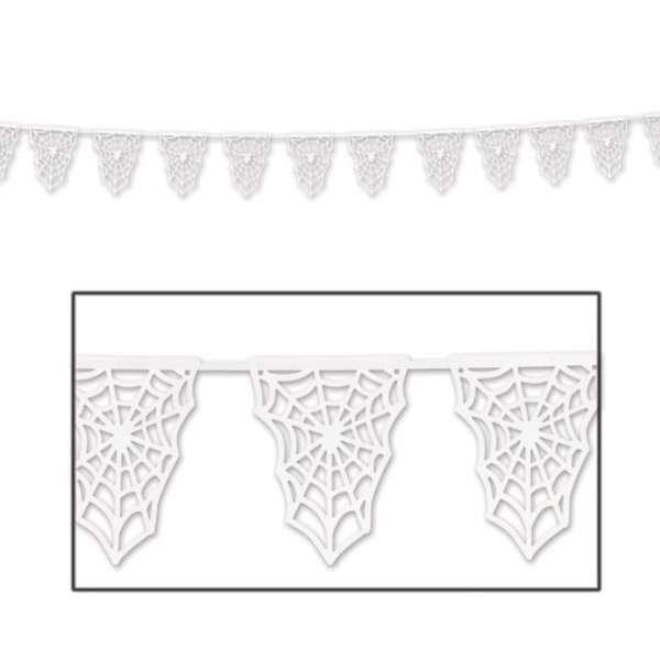 15' White Spider Web Die-Cut Pennant Banner