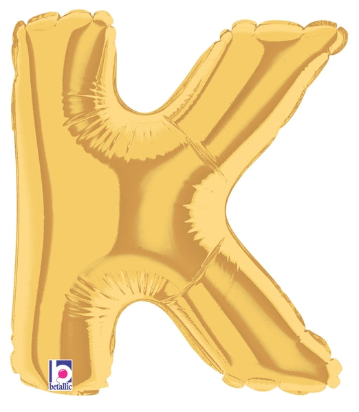 Betallic 7" | 14"| 34" Gold Letter Foil Balloon- Megaloons Letters A-Z ...
