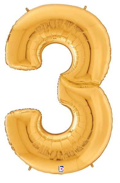 Betallic 53" Gold Gigaloons - Foil Number Balloons | Numbers 0-9 ...