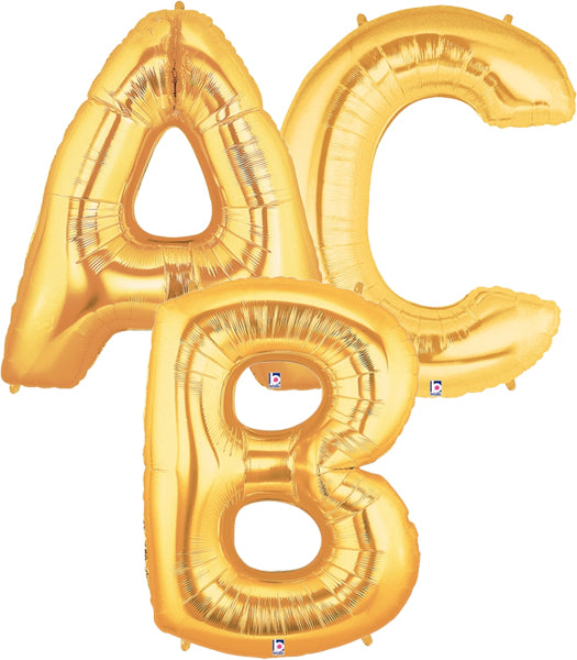 Betallic 7" | 14"| 34" Gold Letter Foil Balloon- Megaloons Letters A-Z ...